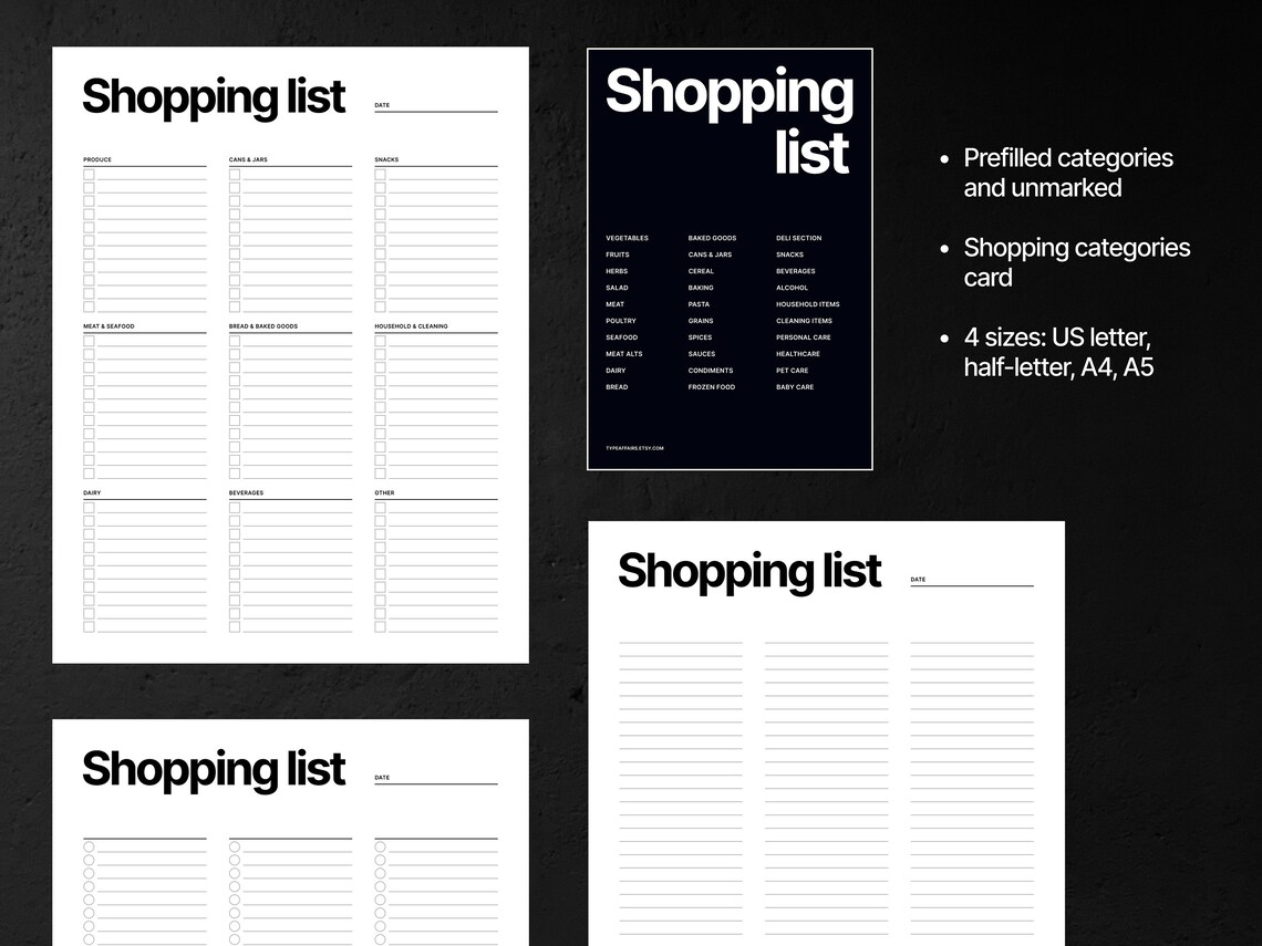 Ultimate Shopping List & Grocery List Customizable Grocery - Etsy