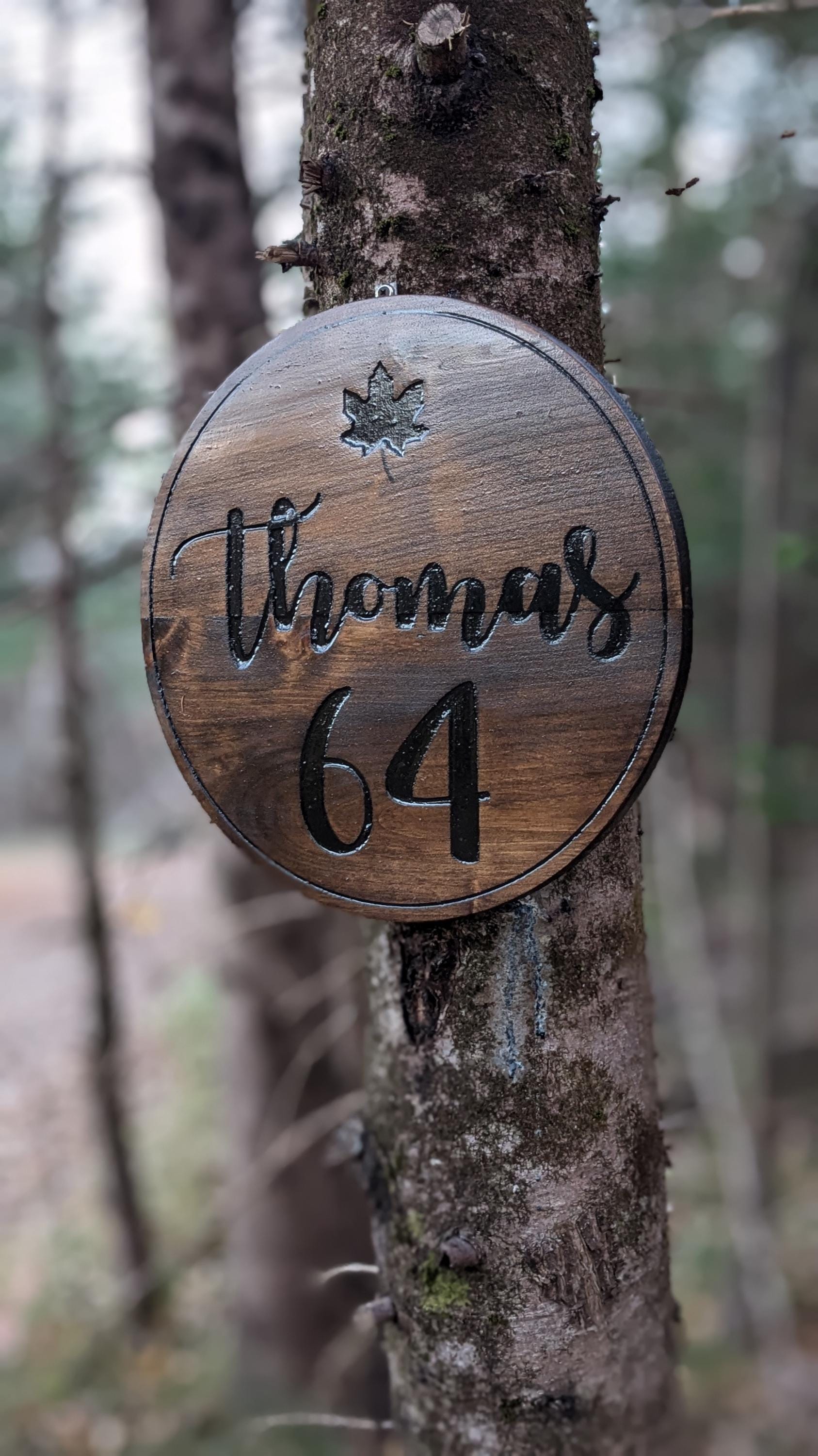 Family Name Round House Number Sign, Personalized Wood Engraved Plaque ...
