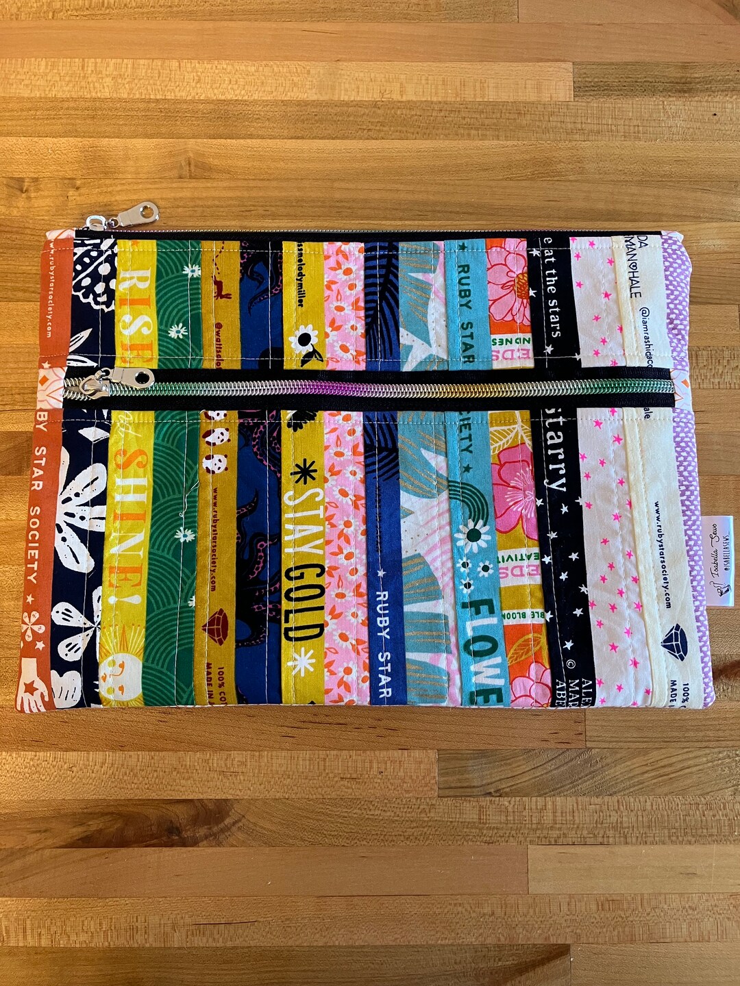 Ruby Star Selvage Quilted Double Zipper Pouch - Etsy