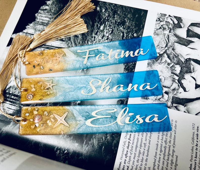 Personalized Ocean Resin Bookmark: Handmade Beach Lover Gift - Etsy