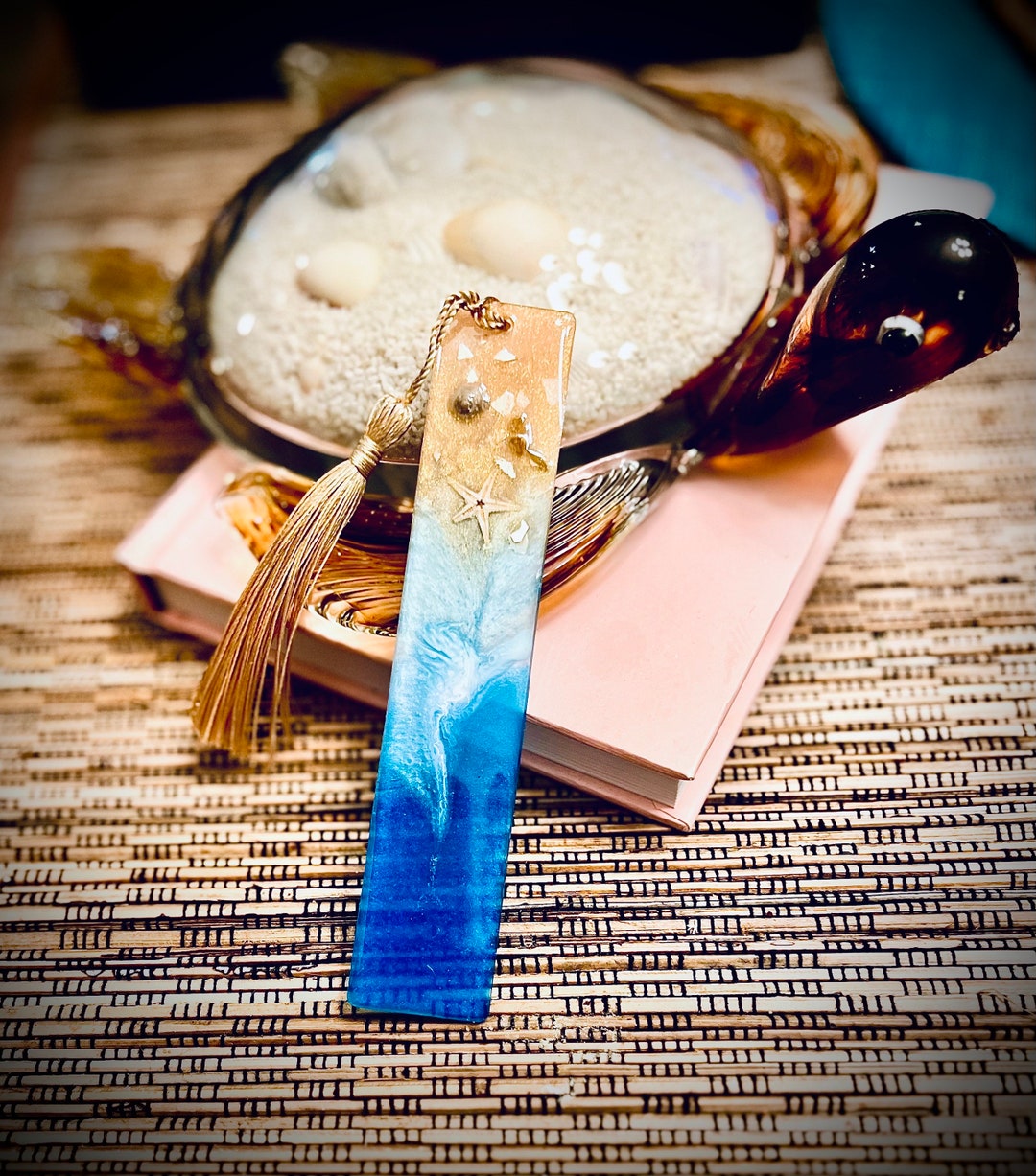 Ocean Themed Handmade Epoxy Resin Bookmarks , Personalized Resin ...
