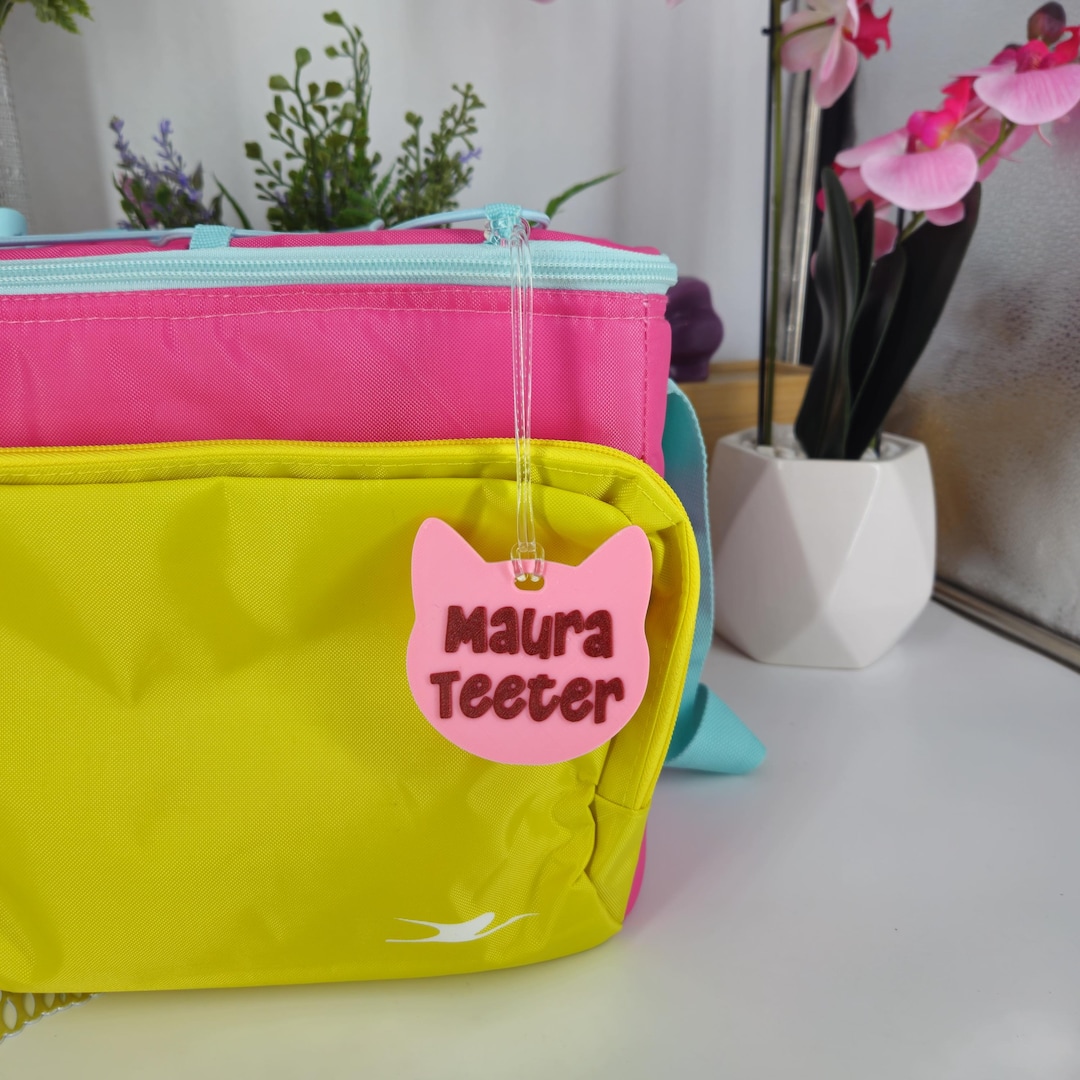 Personalized Cat Shaped Lunch Bag Name Tag, Bag Name Plate, School ...