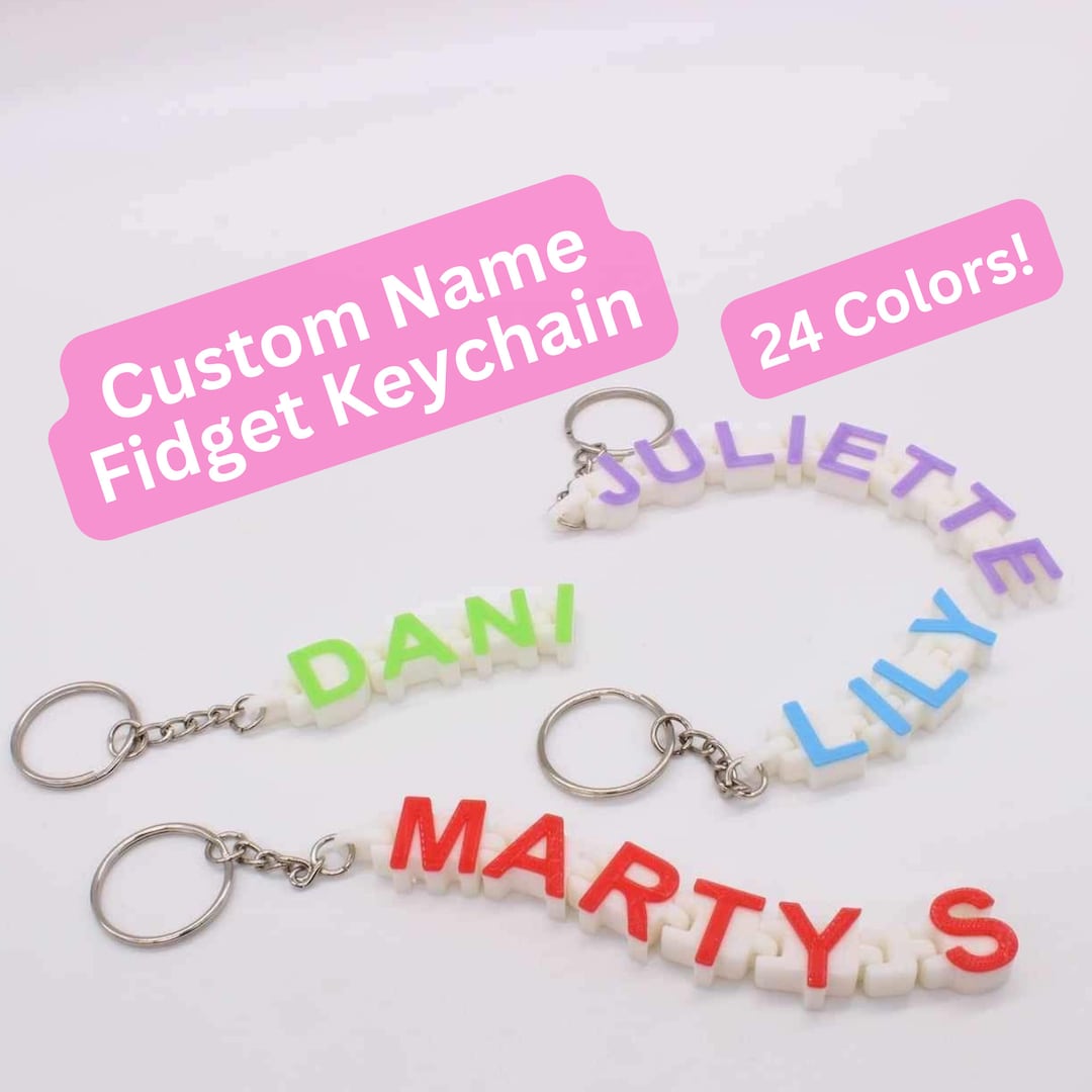 Personalized Name Fidget Keychain – Custom Sensory Toy, Flexi Word ...