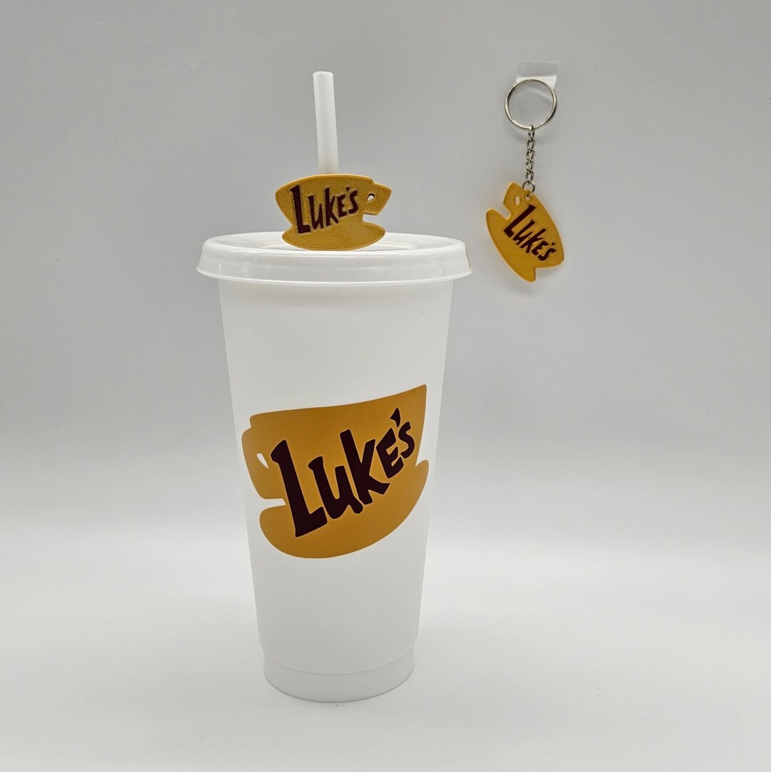Lukes Diner 24oz Plastic Cold Cup and Straw Topper With Keychain ...