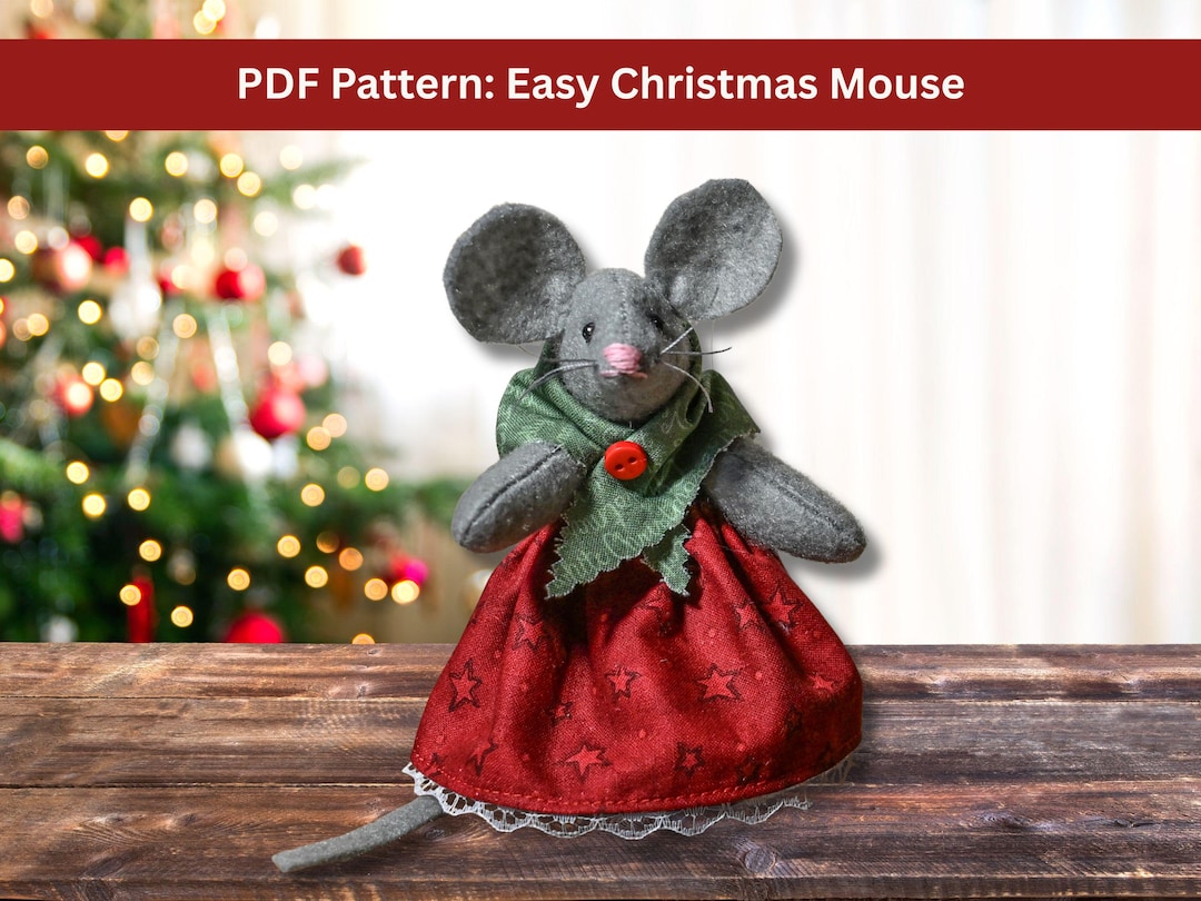 Christmas Mouse Sewing Pattern PDF | Easy Felt Ornament | Handmade ...
