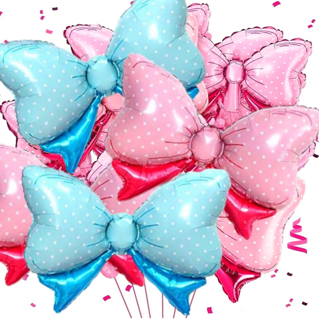 Minnie Mouse Balloons, Pink Bow Balloon Decorations, Blue Bow Balloon ...