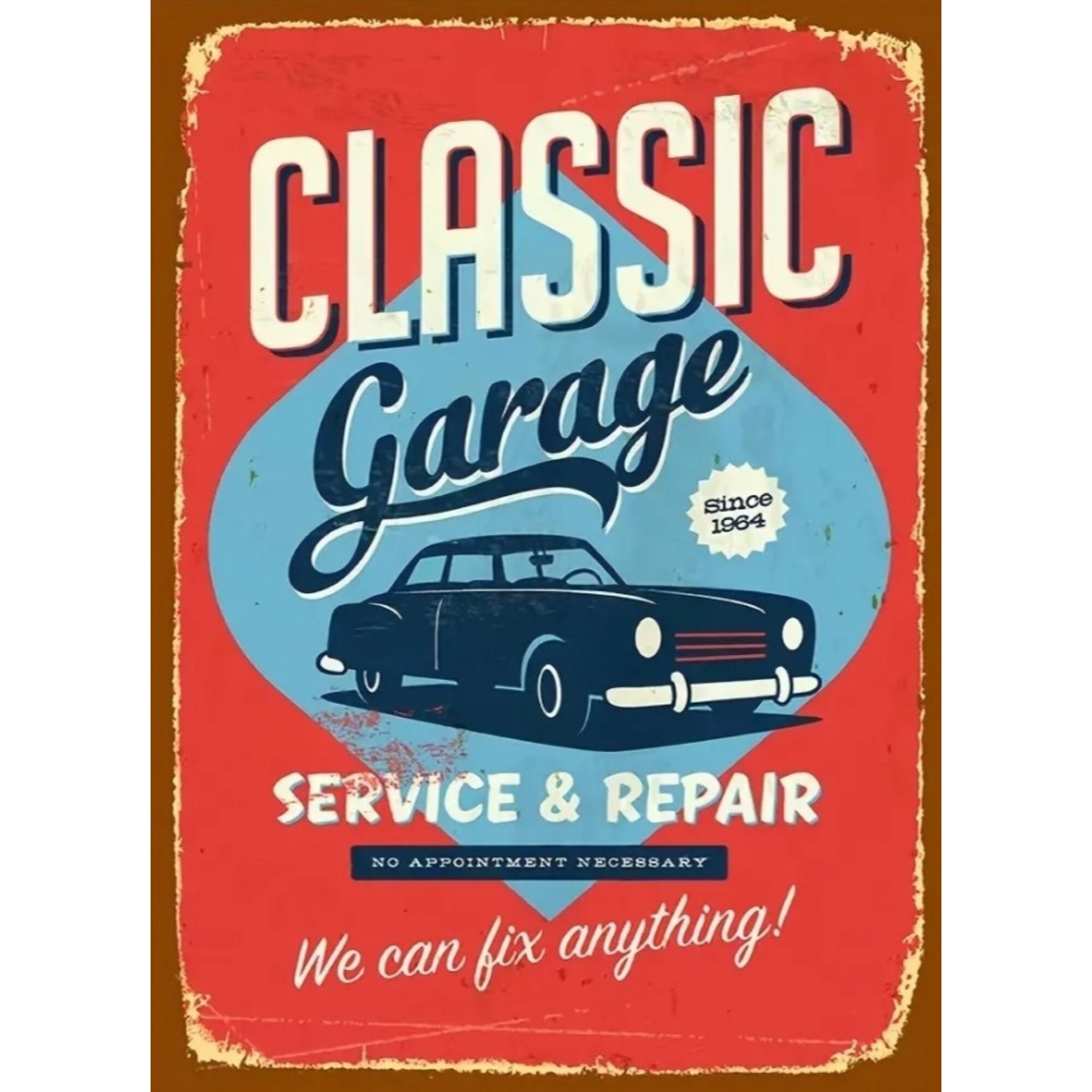 Vintage Full Service Garage Metal Tin Sign, Vintage Classic Garage Sign ...