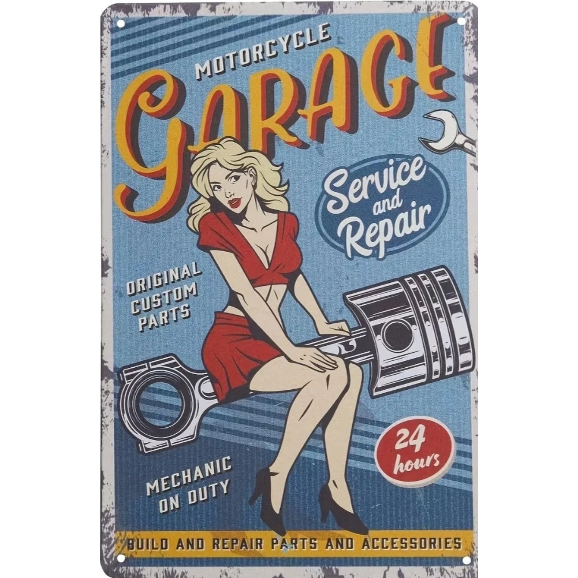 Vintage Full Service Garage Metal Tin Sign, Vintage Classic Garage Sign ...