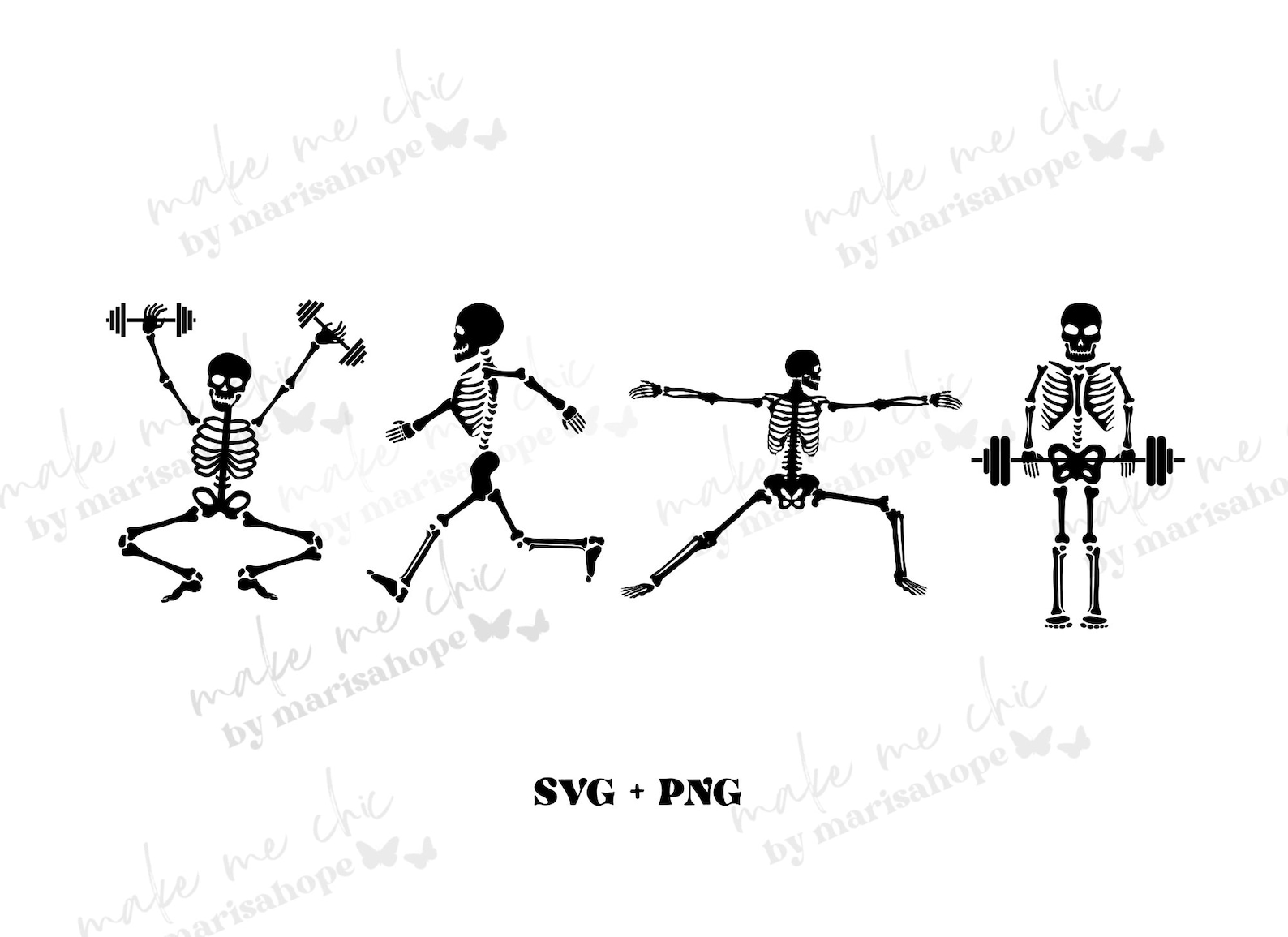 Skeletons Working Out SVG Skeleton Fitness Png Halloween Skeleton SVG ...