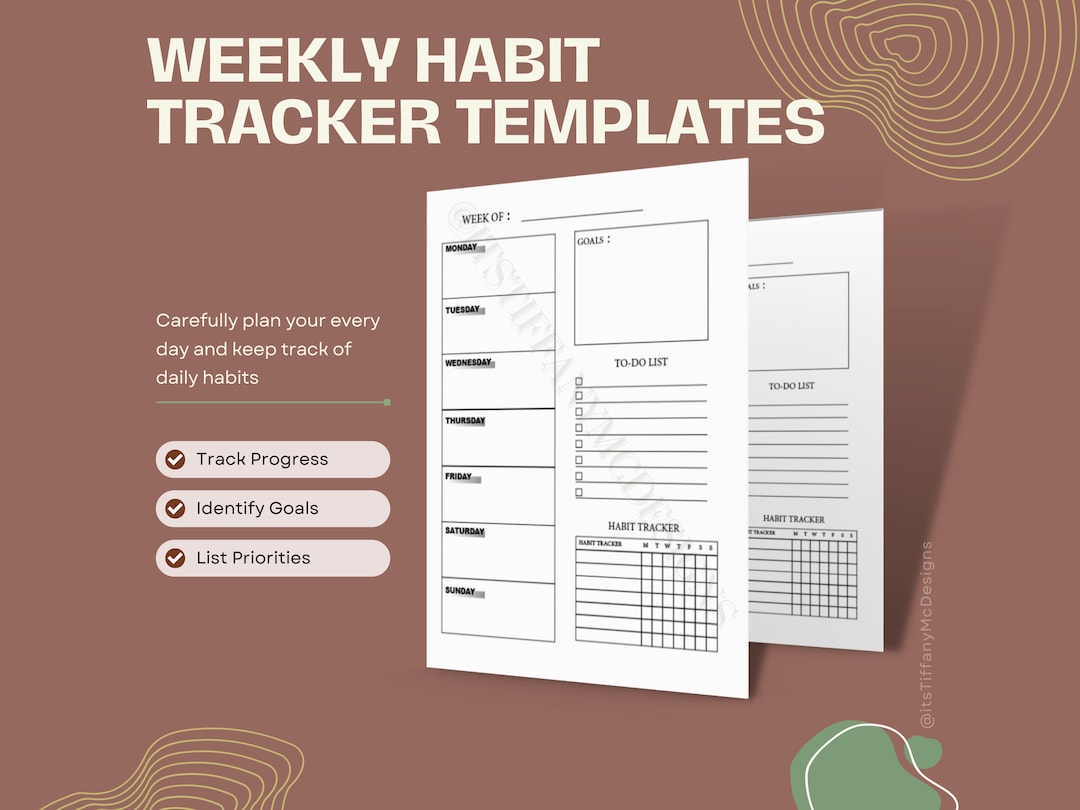 Weekly Habit Tracker Templates Printable Weekly Habit - Etsy