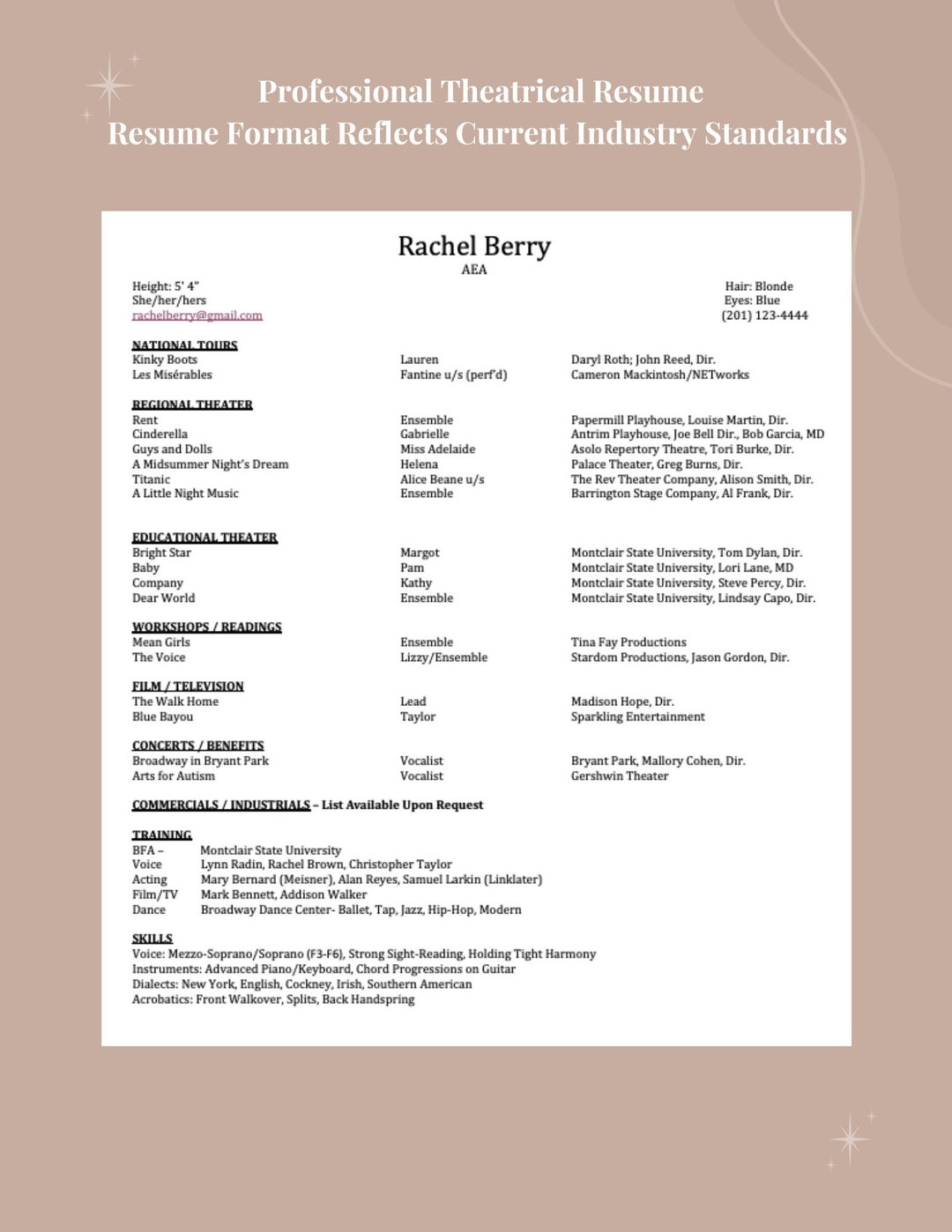 PROFESSIONAL ACTOR RESUME, Theater Resume Template, Current Acting ...
