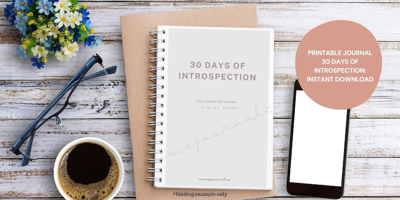 Printable Journal - 30 Days With 30 Prompts. Mindfulness +self ...
