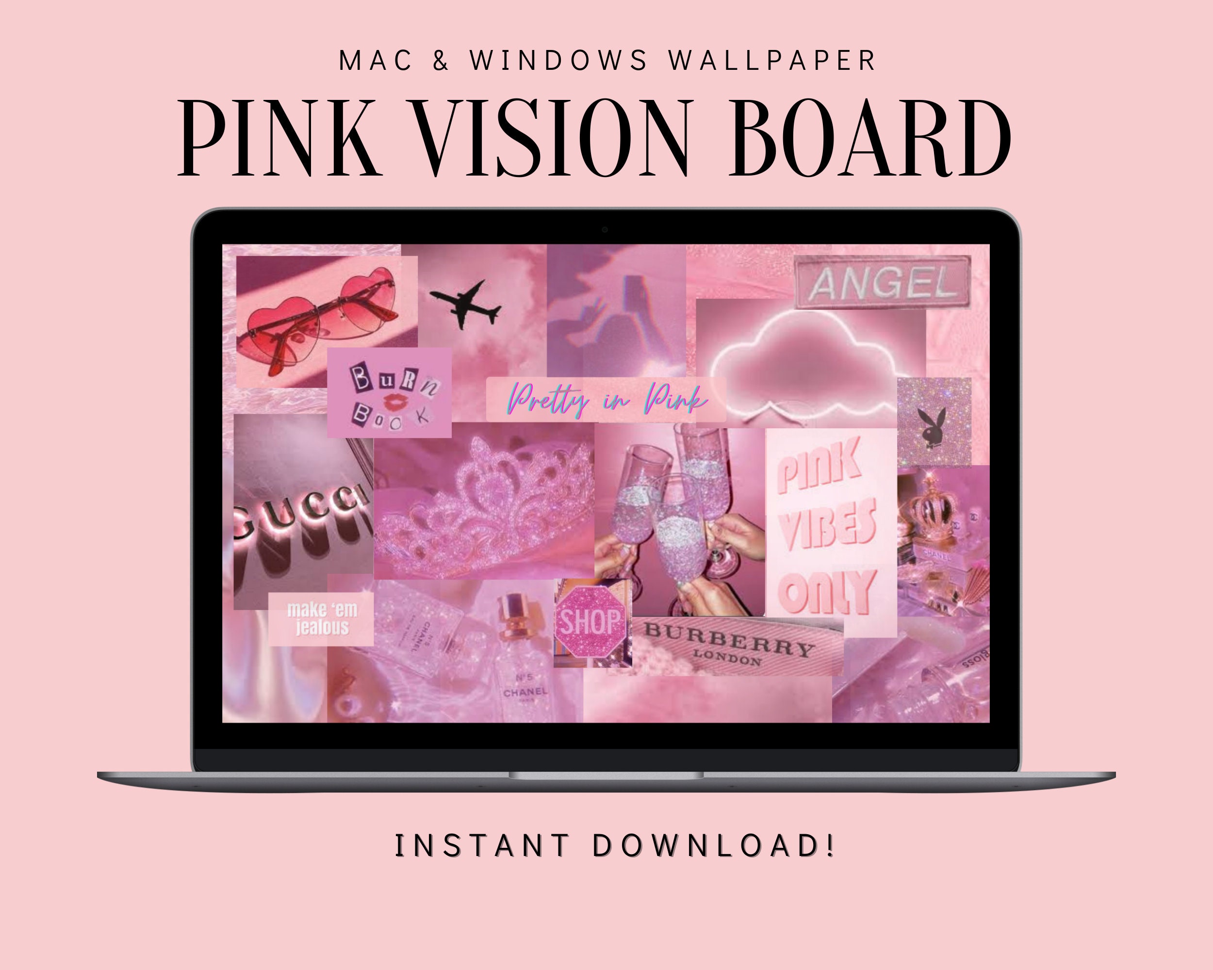 Pink Vision Board | Digital Download | Wallpapers - Etsy