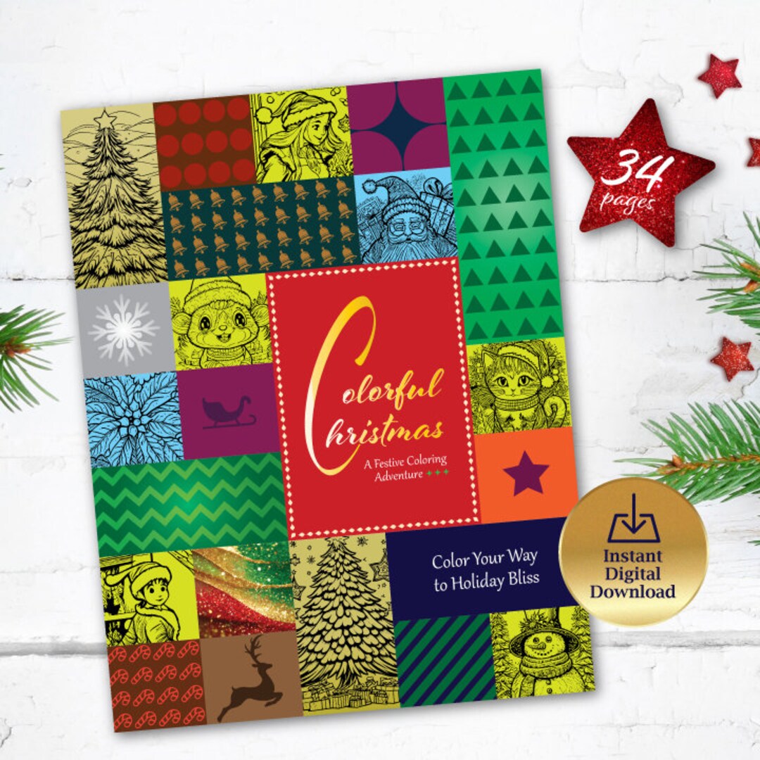 34 Pages of Christmas Coloring Fun Printable Instant - Etsy