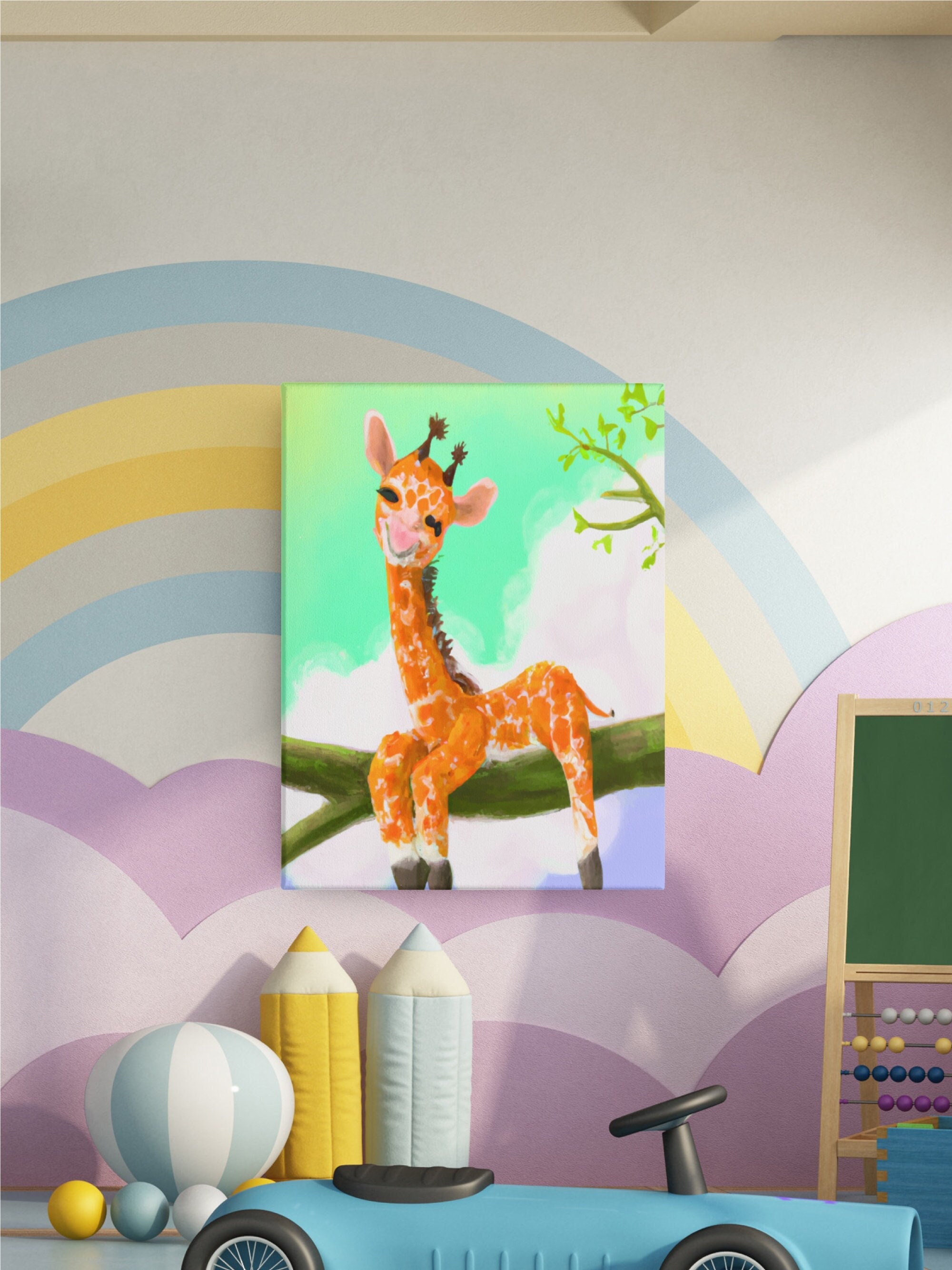 Giraffe Painting Poster for Kids Little Cute Giraffe for Nursery Wall ...
