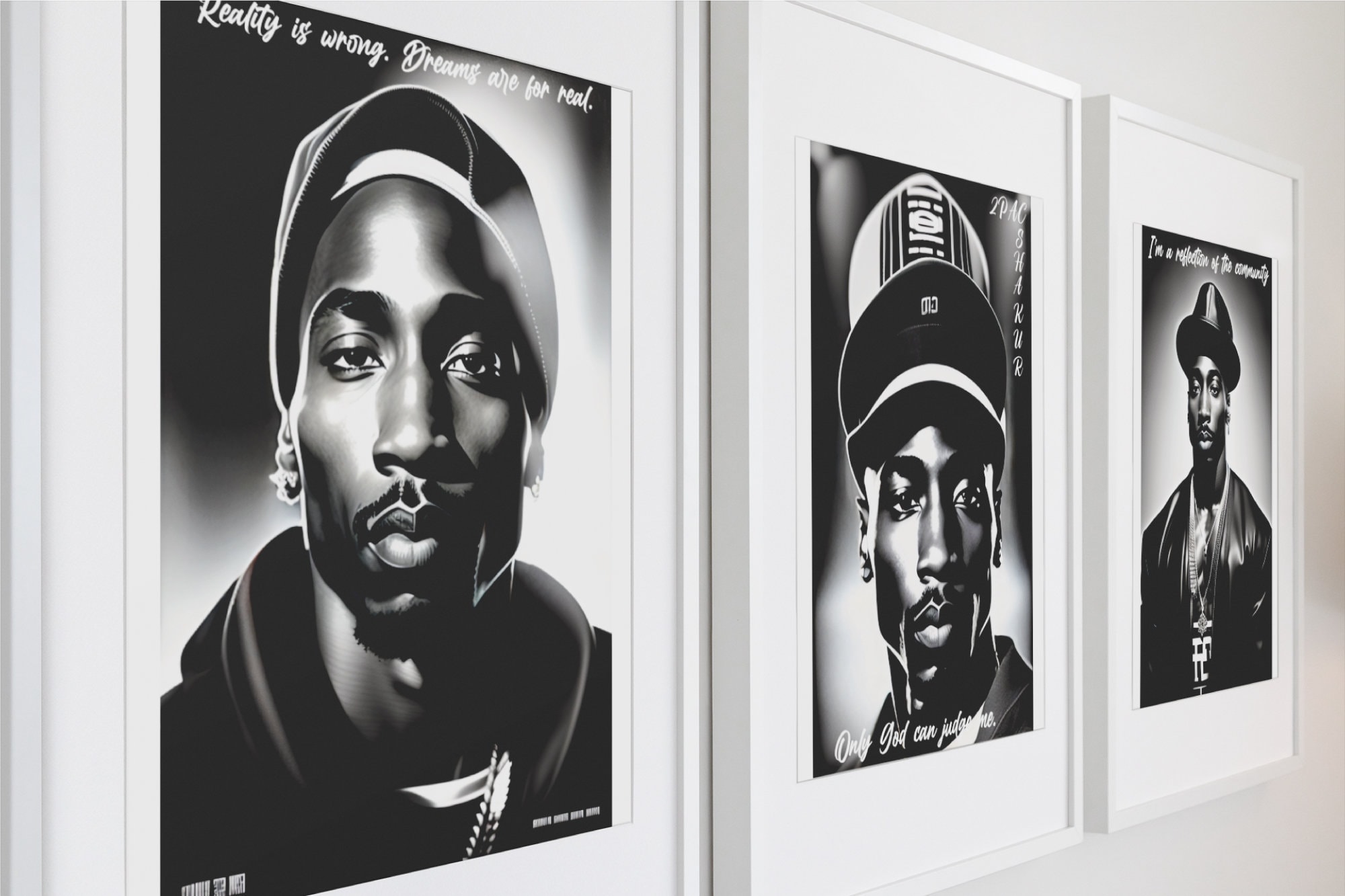 Set of 3 Tupac Poster Vintage 2pac Wall Art Black and White Poster ...
