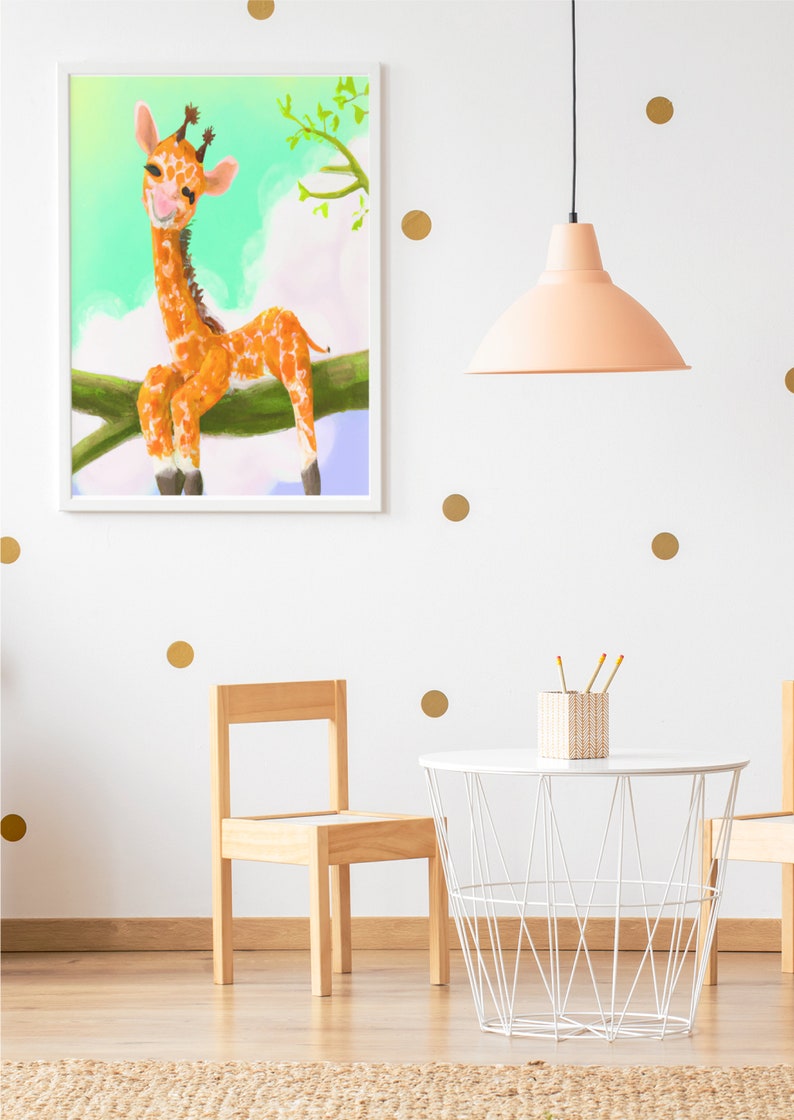 Giraffe Painting Poster for Kids Little Cute Giraffe for Nursery Wall ...
