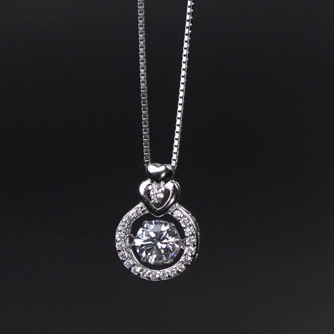 Sterling Silver Round Pendant for Women, Elegant Necklace With Moving ...
