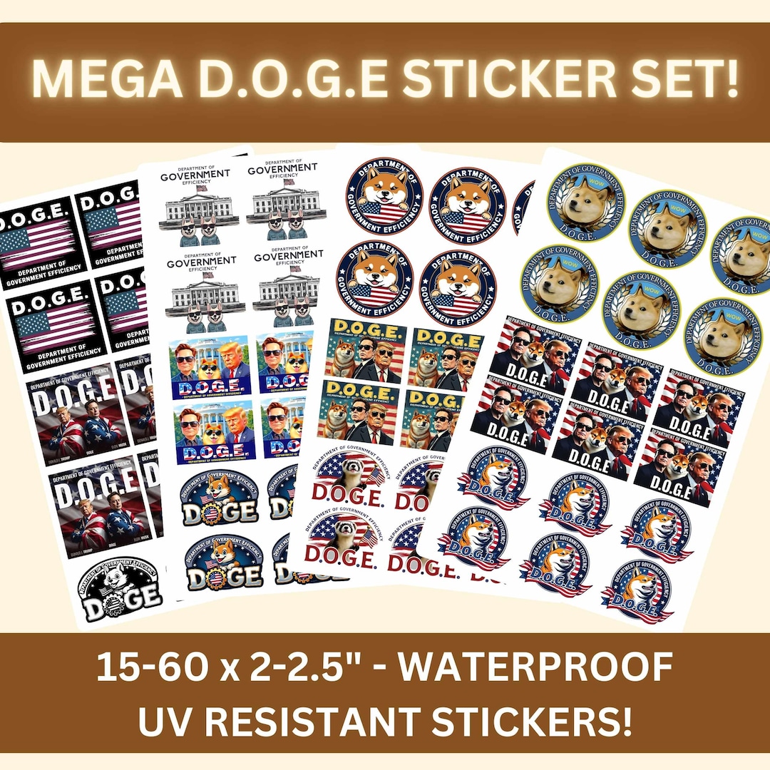 D.O.G.E. Sticker Pack Funny Doge, Trump & Elon Meme Stickers D.O.G.E ...