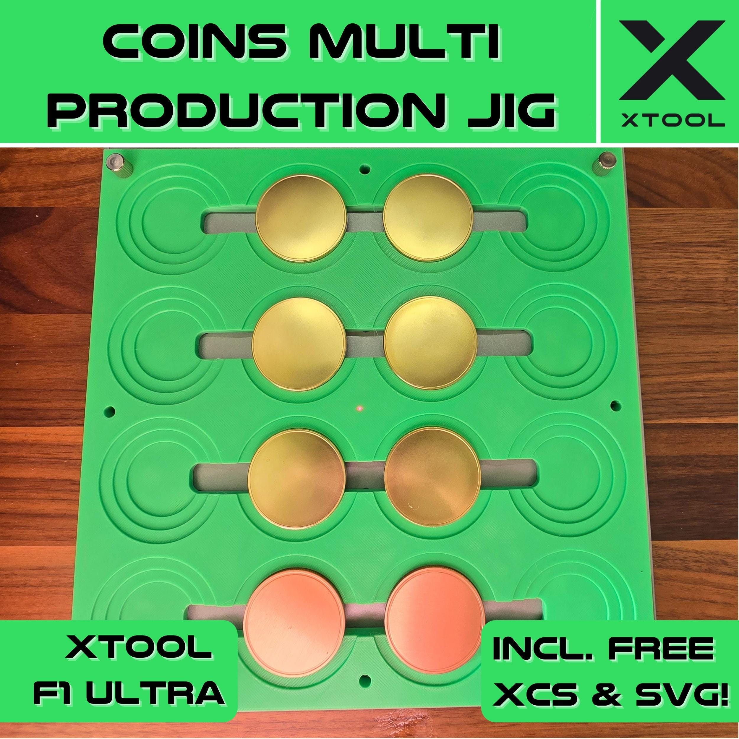 Xtool F1/F2 Ultra Adjustable Coin Jig – Holds 16 Coins (30mm - 50mm ...