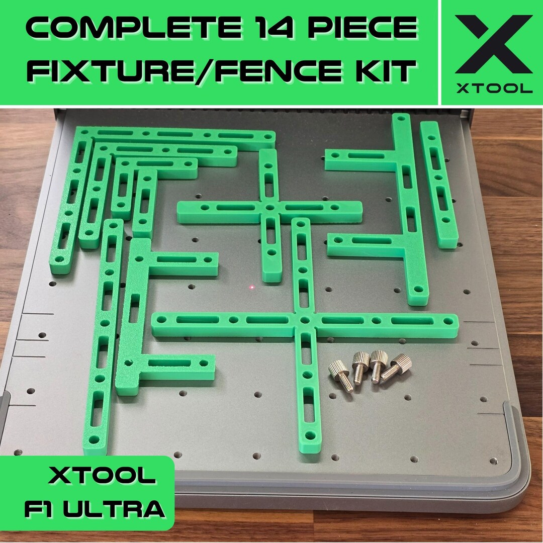 Xtool F1/F2 Ultra Fixture Kit: 14-piece Laser Jig & Fence Set - Mount ...