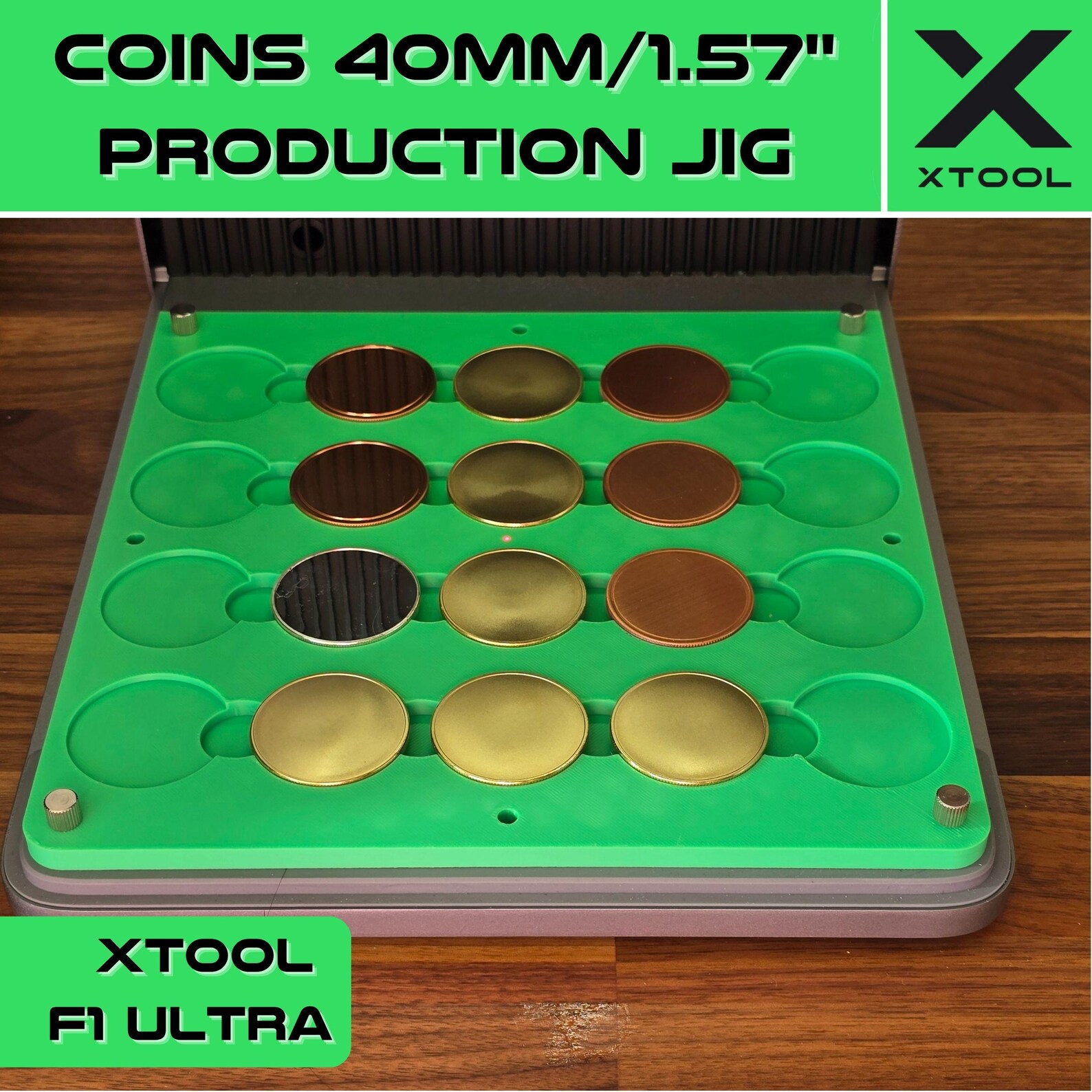 Xtool F1 Ultra Coin Jig – Holds 20 Coins (40mm), Xtool F1 Ultra Jig ...