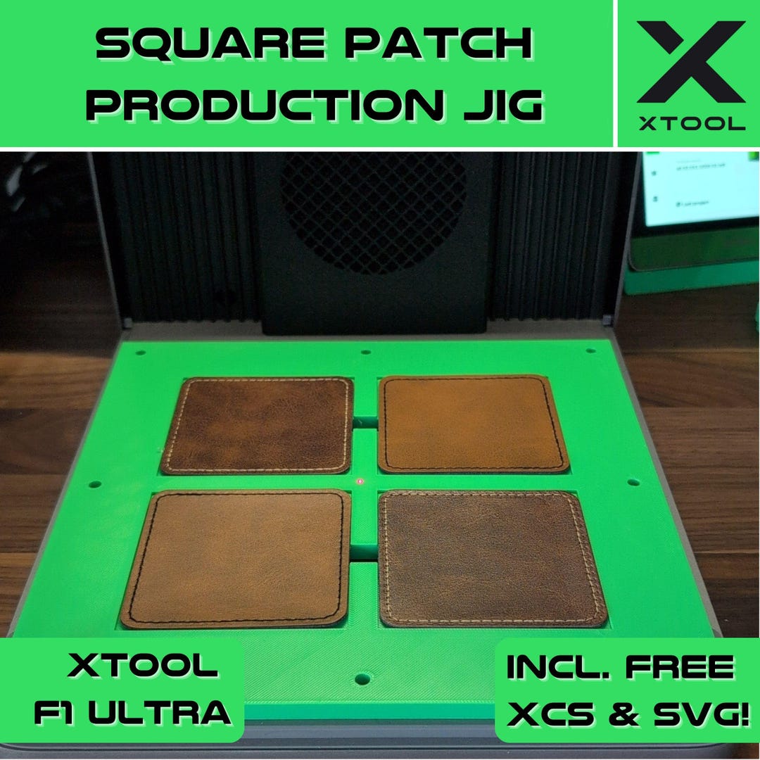 Xtool F1/F2 Ultra Square Patch Production Jig – Holds 4 Patches in 2 Sizes! - Xtool Fiber Laser ...