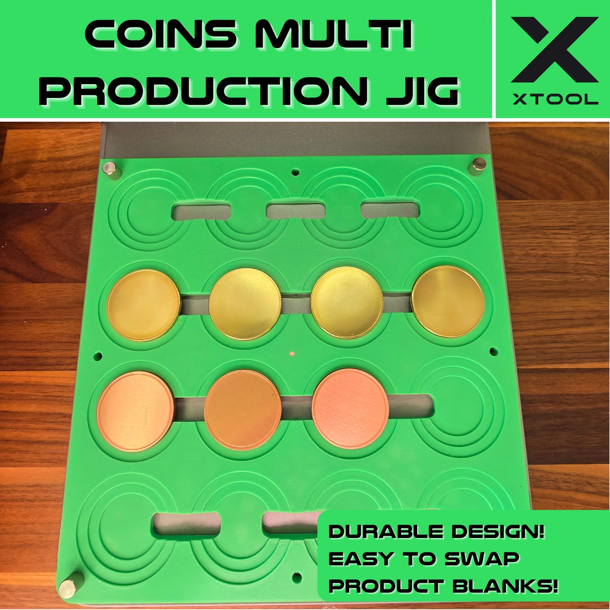 Xtool F1/F2 Ultra Adjustable Coin Jig – Holds 16 Coins (30mm - 50mm ...