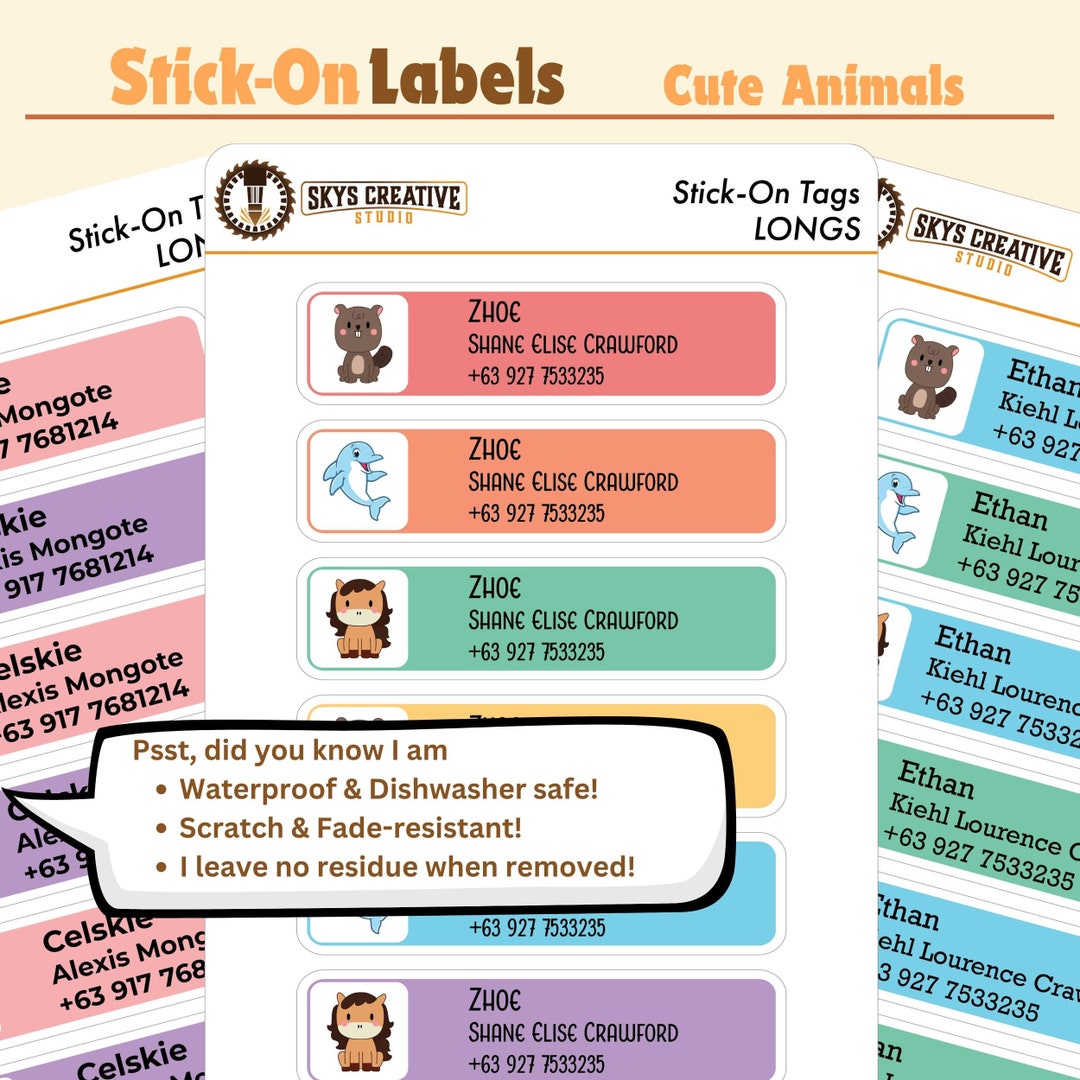 Cute Dishwasher Safe Labels - School Labels - Waterproof Labels - Kids ...