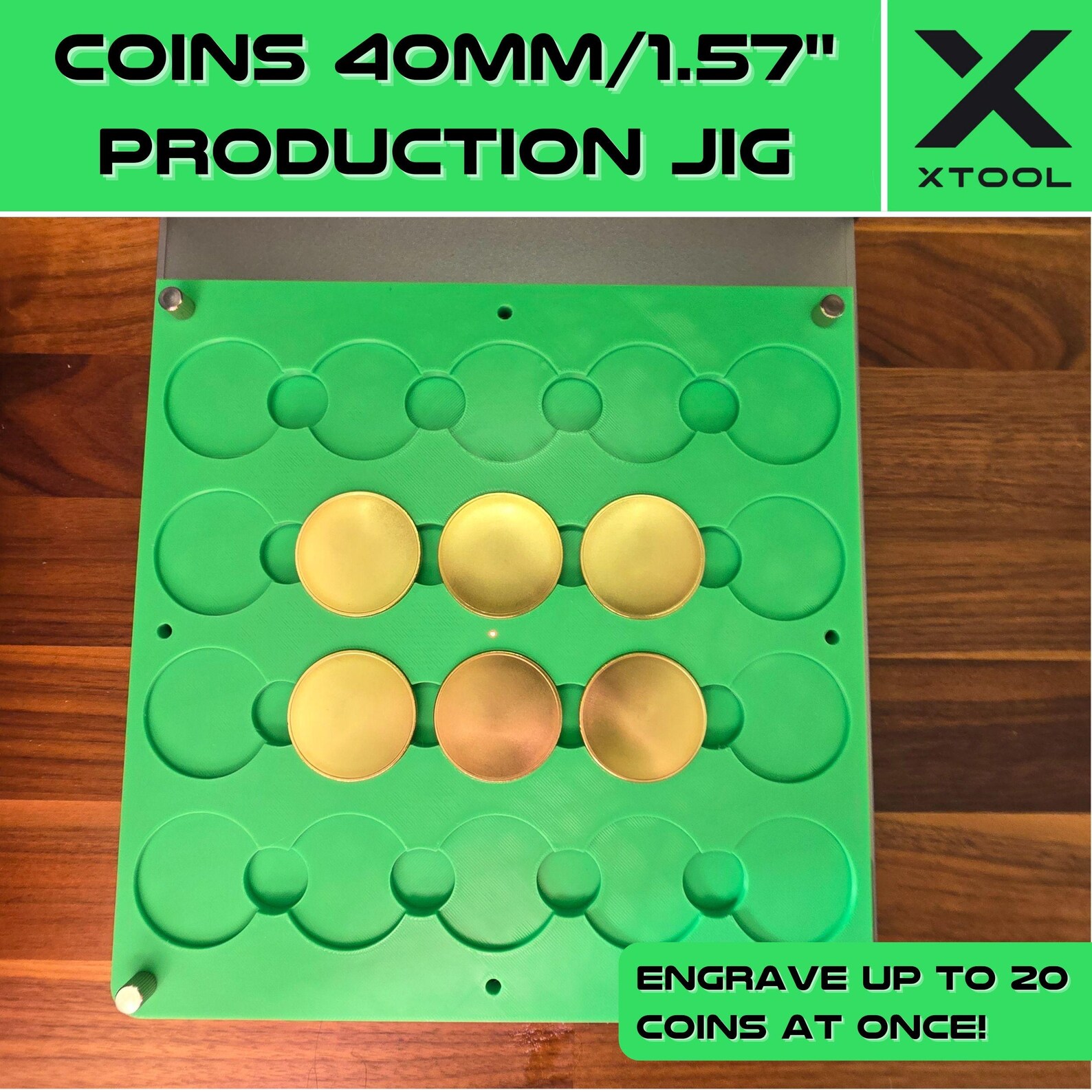 Xtool F1 Ultra Coin Jig – Holds 20 Coins (40mm), Xtool F1 Ultra Jig ...