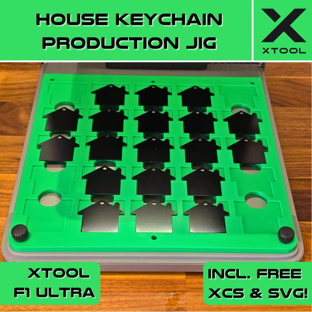 Xtool F1/F2 Ultra House Keychain Jig: 25-piece Engraving Batch ...