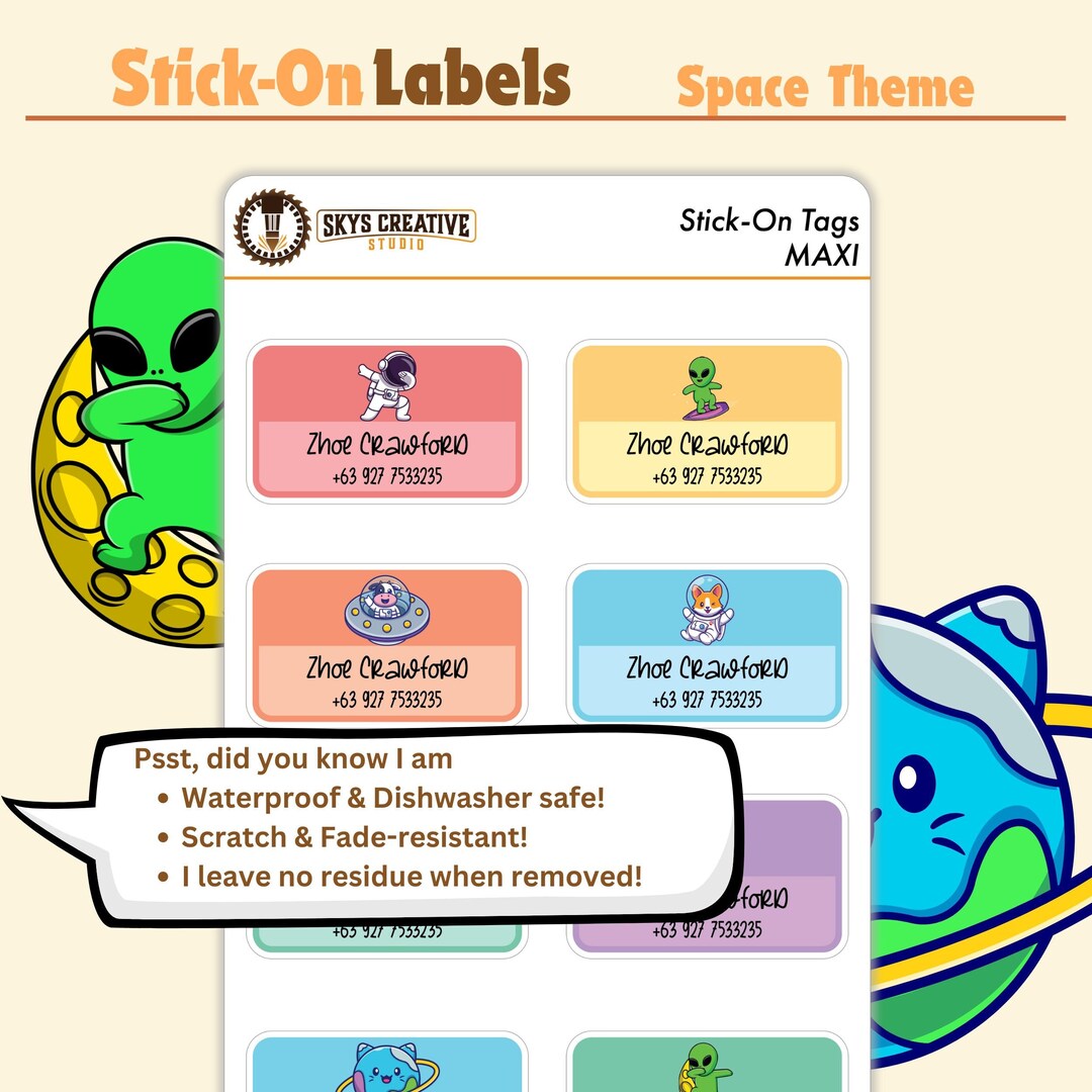 Cute Dishwasher Safe Labels School Labels Waterproof Labels Kids Name ...