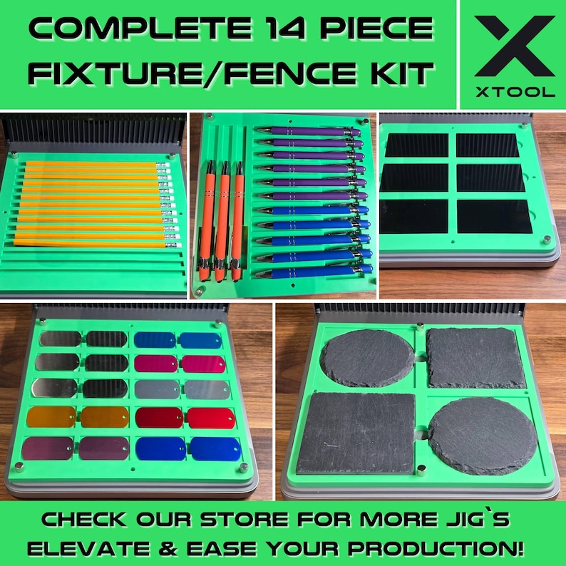 Xtool F1/F2 Ultra Fixture Kit: 14-piece Laser Jig & Fence Set - Mount ...