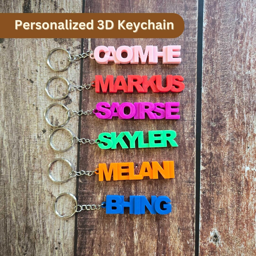 Personalized Name Keychain - 3D Printed - Custom Keyring Gift, Party ...