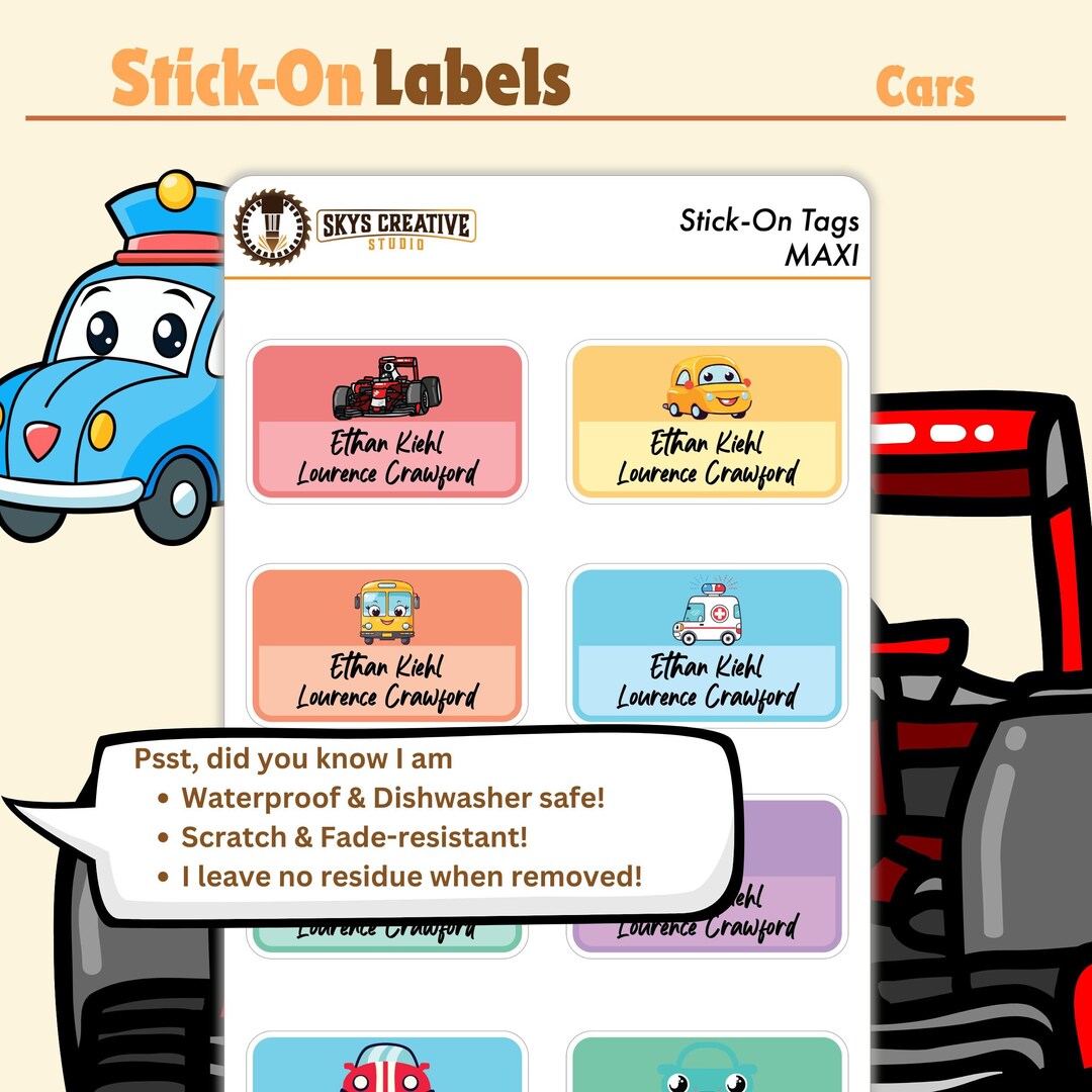 Cute Dishwasher Safe Labels - School Labels - Waterproof Labels - Kids ...