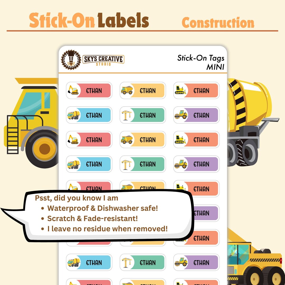 Cute Dishwasher Safe Labels - School Labels - Waterproof Labels - Kids ...