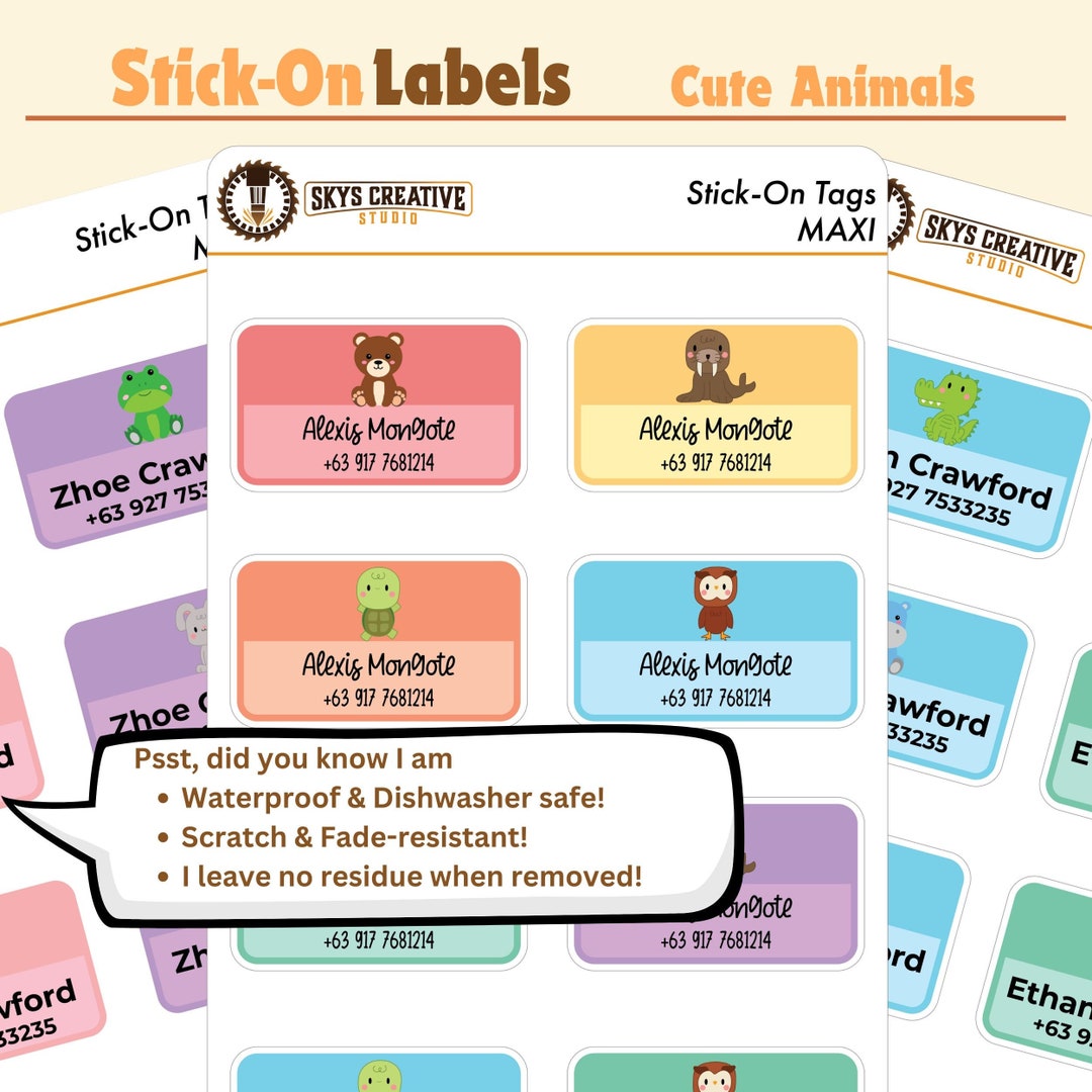 Cute Dishwasher Safe Labels - School Labels - Waterproof Labels - Kids ...