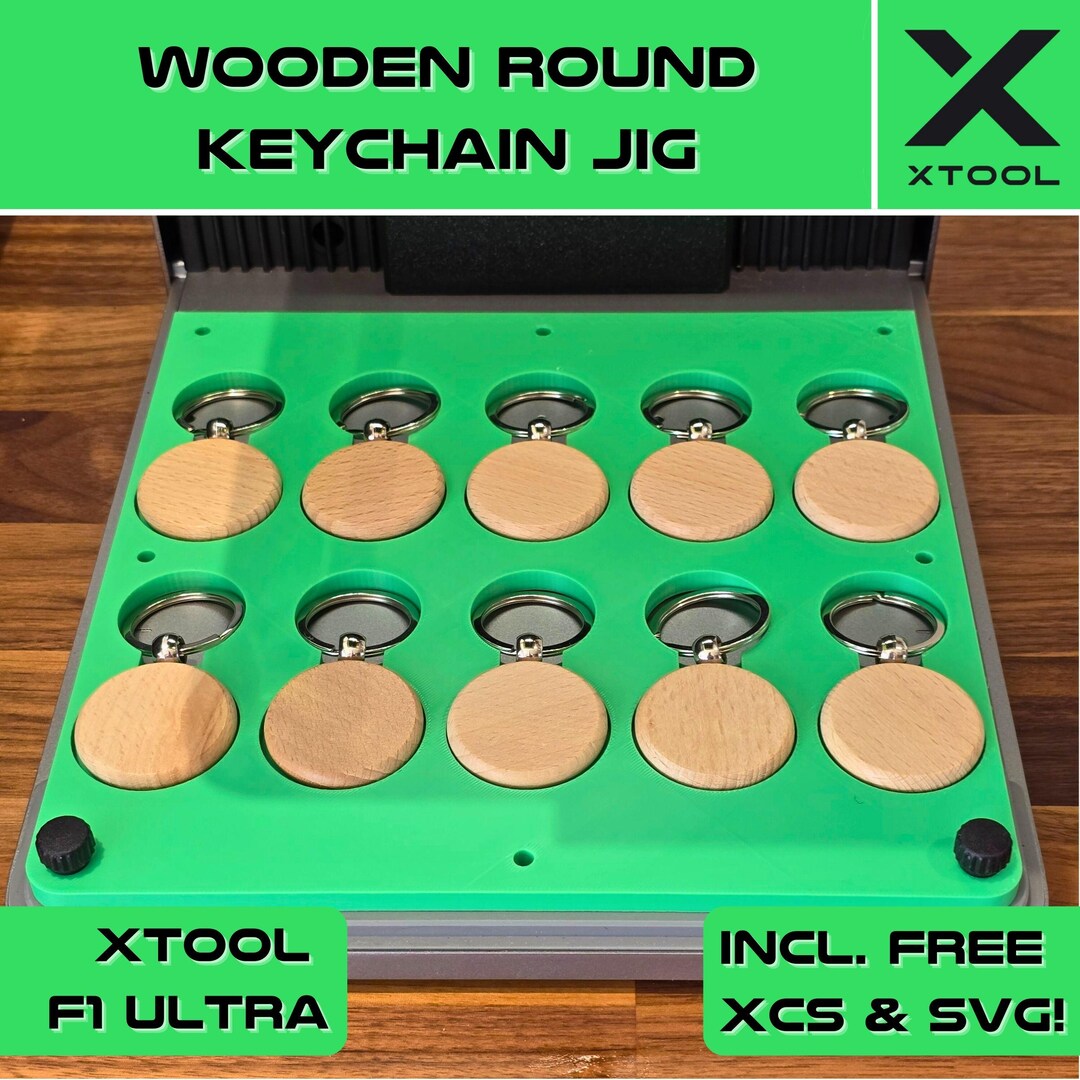 Xtool F1 Ultra Wood Round Keychain Production Jig – Engrave 10 ...