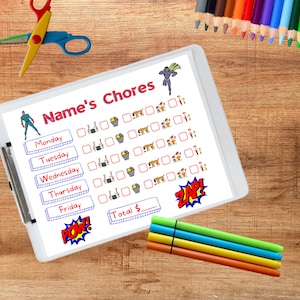 Superhero Chore Chart Printable - Etsy