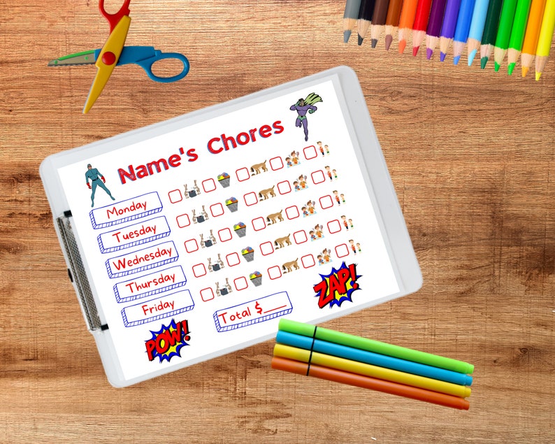 Superhero Chore Chart Printable - Etsy