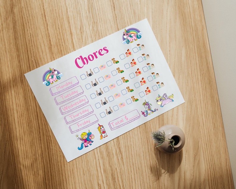 Unicorn Chore Chart Printable - Etsy