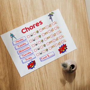 Superhero Chore Chart Printable - Etsy