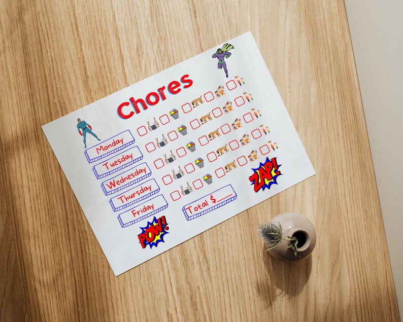 Superhero Chore Chart Printable - Etsy