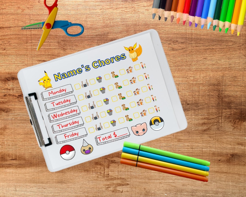 Printable Pokemon Chore Chart - Etsy