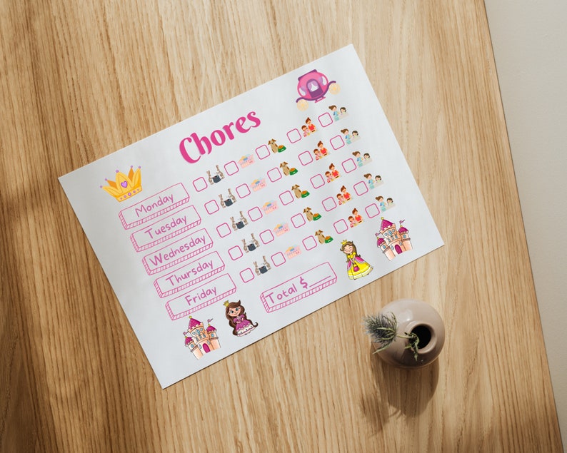 Princess Chore Chart Printable - Etsy