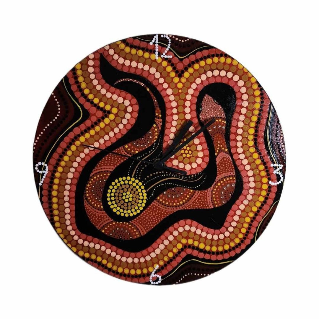 Hand-painted Wooden Aboriginal Clock Art - Etsy