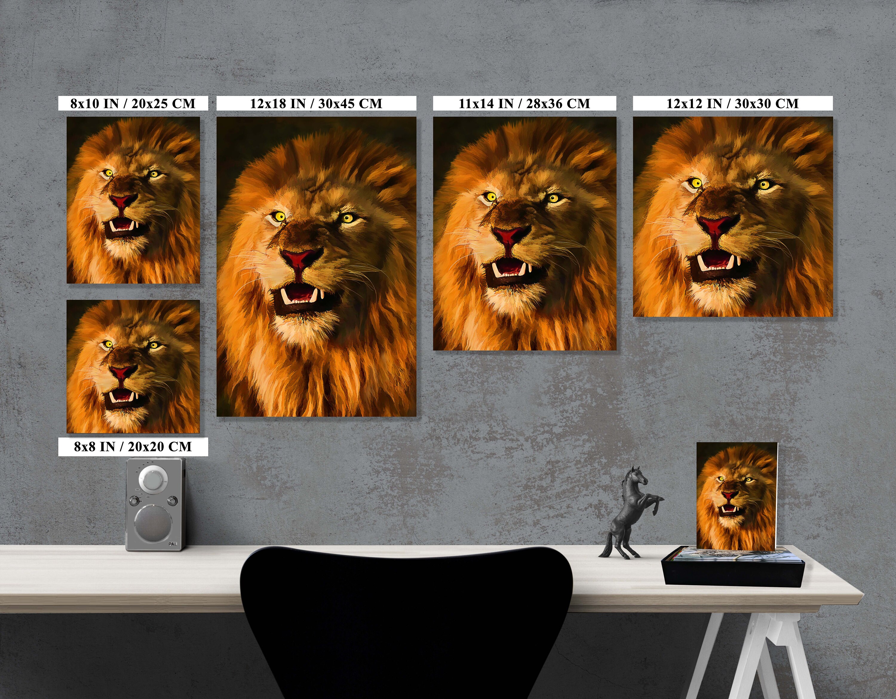 Lion Wall Art, Fearless King Male, Softly Painted, Modern Rustic, Wild ...