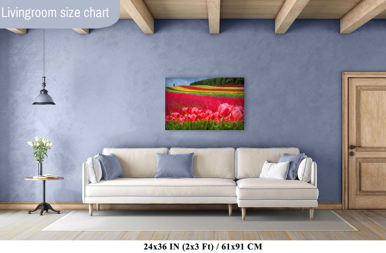 Tulip Farm Wall Art, Colourful Botanical, Painterly Garden Scene ...