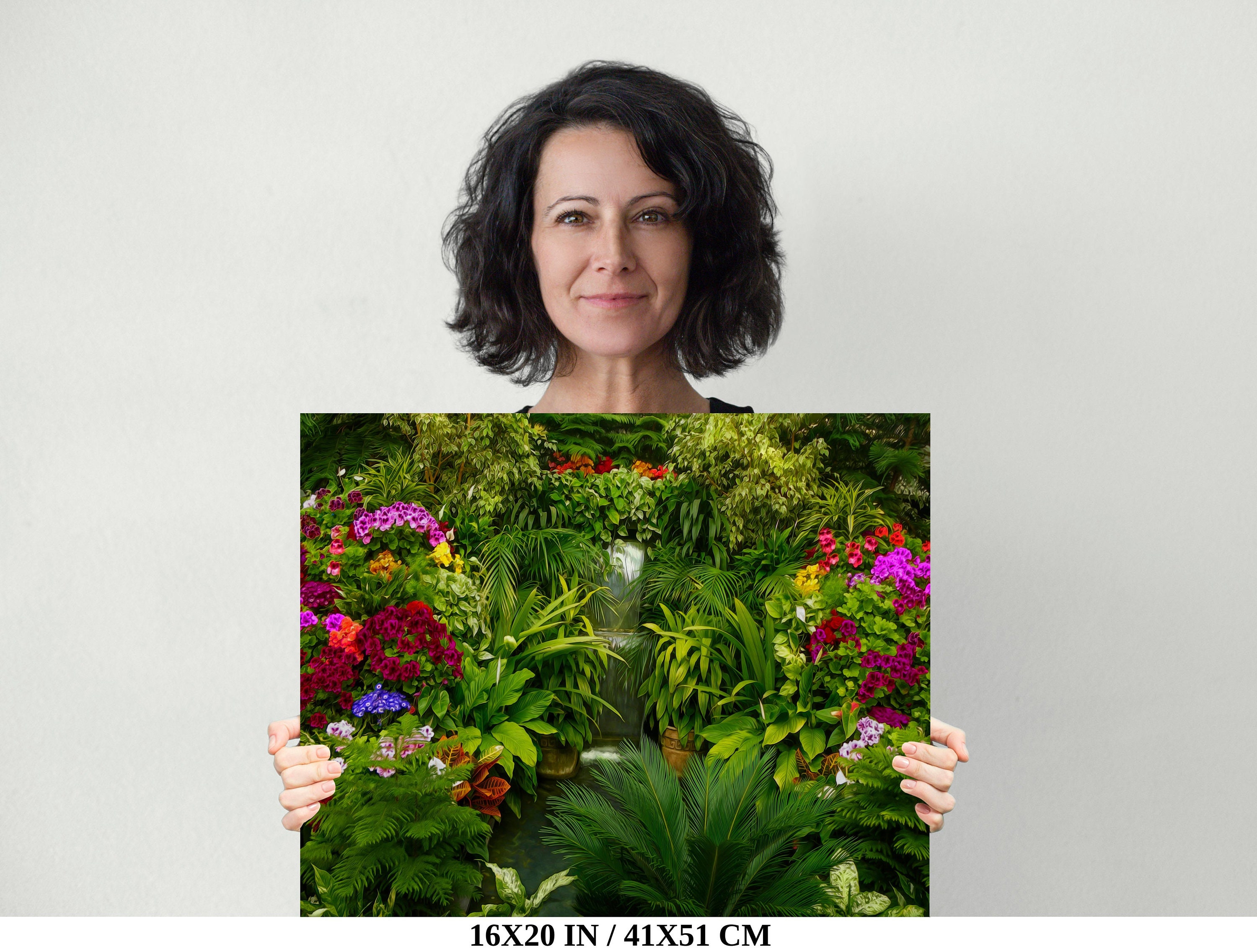 Painted Atrium With Fountain and Pottery, Canvas Wall Art, Painterly ...