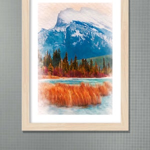 Mt. Rundle in Autumn, Banff National Park, Alberta, Canada, Rustic ...